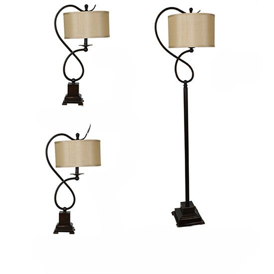 3 Piece Steel Table/Floor Lamp Set