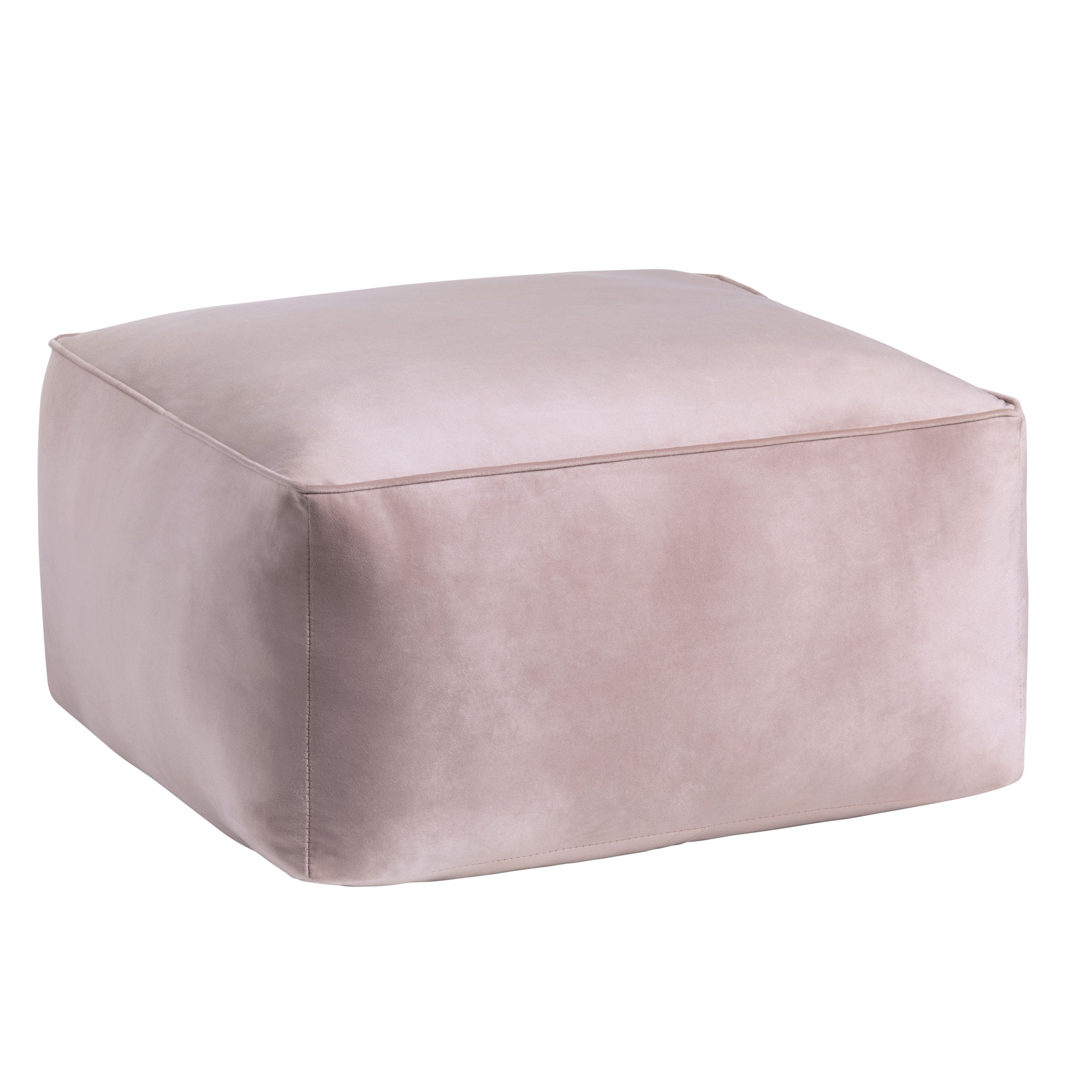 CERRA PINK VELVET SQUARE FOOT STOOL POUF